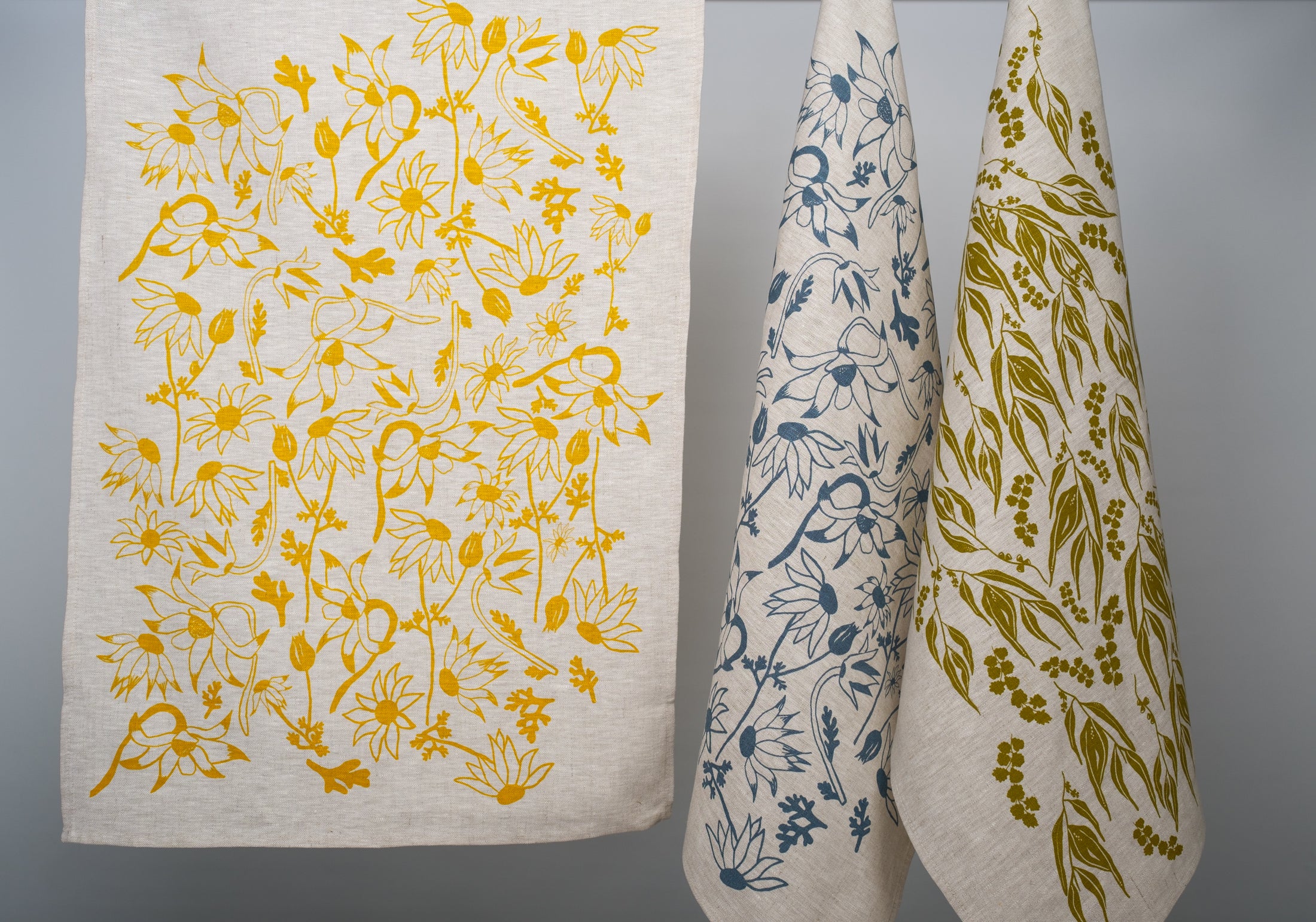 Linen Tea Towel featuring Flannel Flowers – Femke Textiles