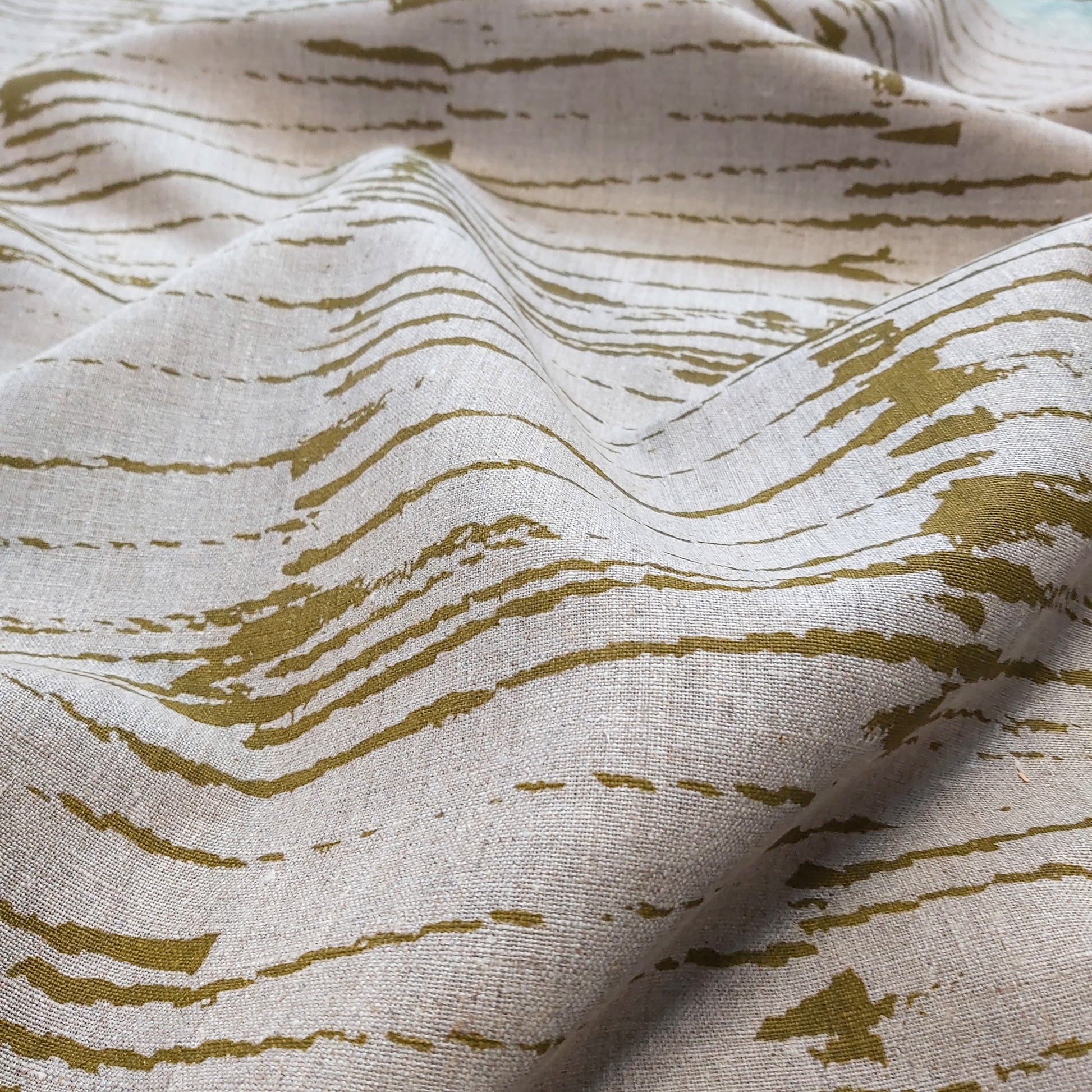 Linen Fabric - Sticks in Olive Oil – Femke Textiles